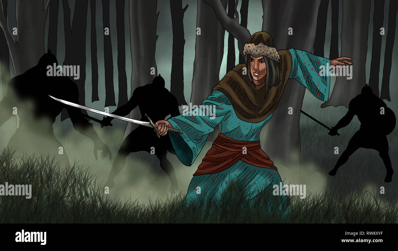 Middle asian warrior in traditional clothes Stock Photo - Alamy