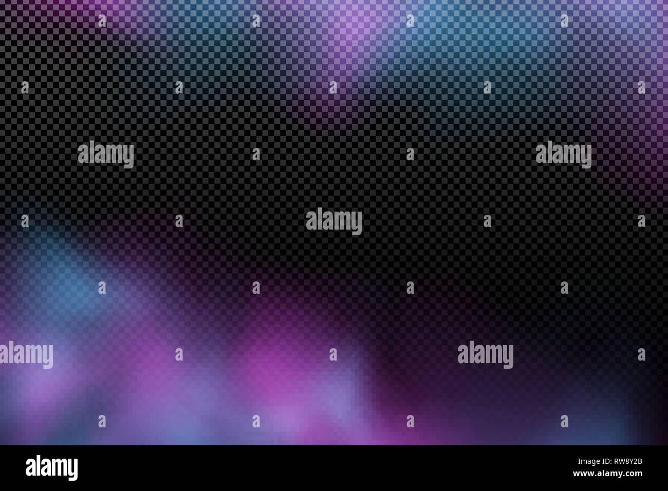 Realistic purple blue cloud on a transparent background. Multicolored ...