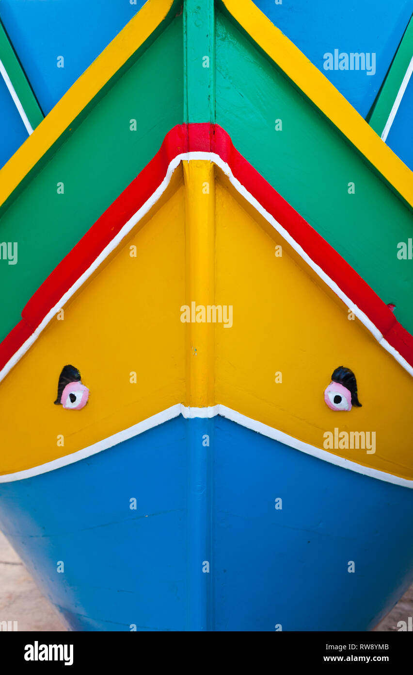 Traditional fish boat, Gozo Island, Malta, Europe Stock Photo - Alamy