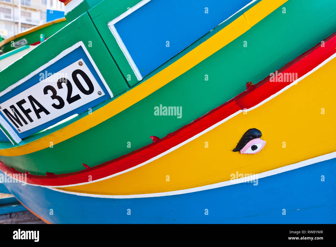 Traditional fish boat, Gozo Island, Malta, Europe Stock Photo - Alamy