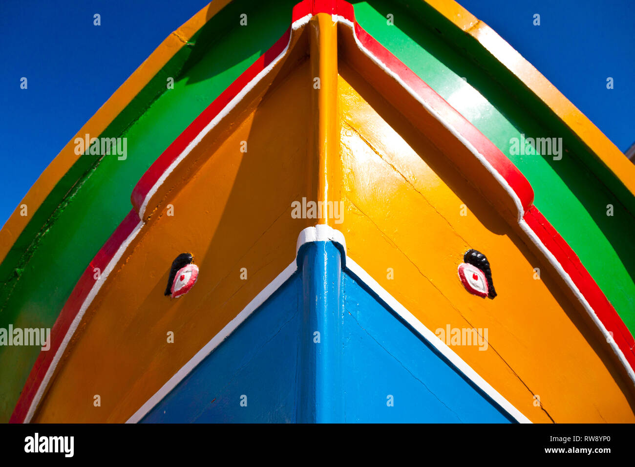 Traditional fish boat, Gozo Island, Malta, Europe Stock Photo - Alamy