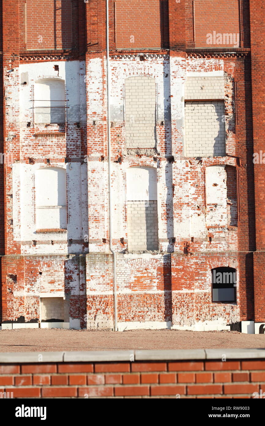 Walled windows on a house wall, old factory building, BWK, Bremen wool ...
