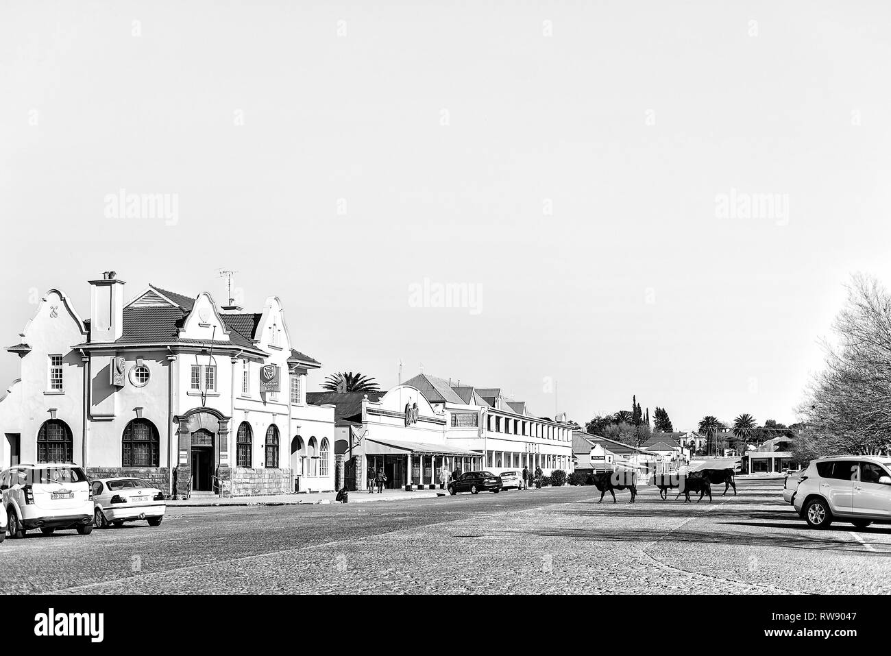 WINBURG, SOUTH AFRICA, JULY 30, 2018: A street scene with businesses ...