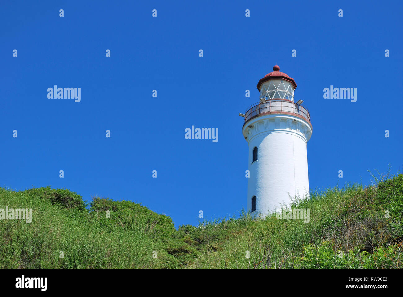 lighthouse Vesborg Fyr, Samsoe island, Jutland, Denmark, Scandinavia ...
