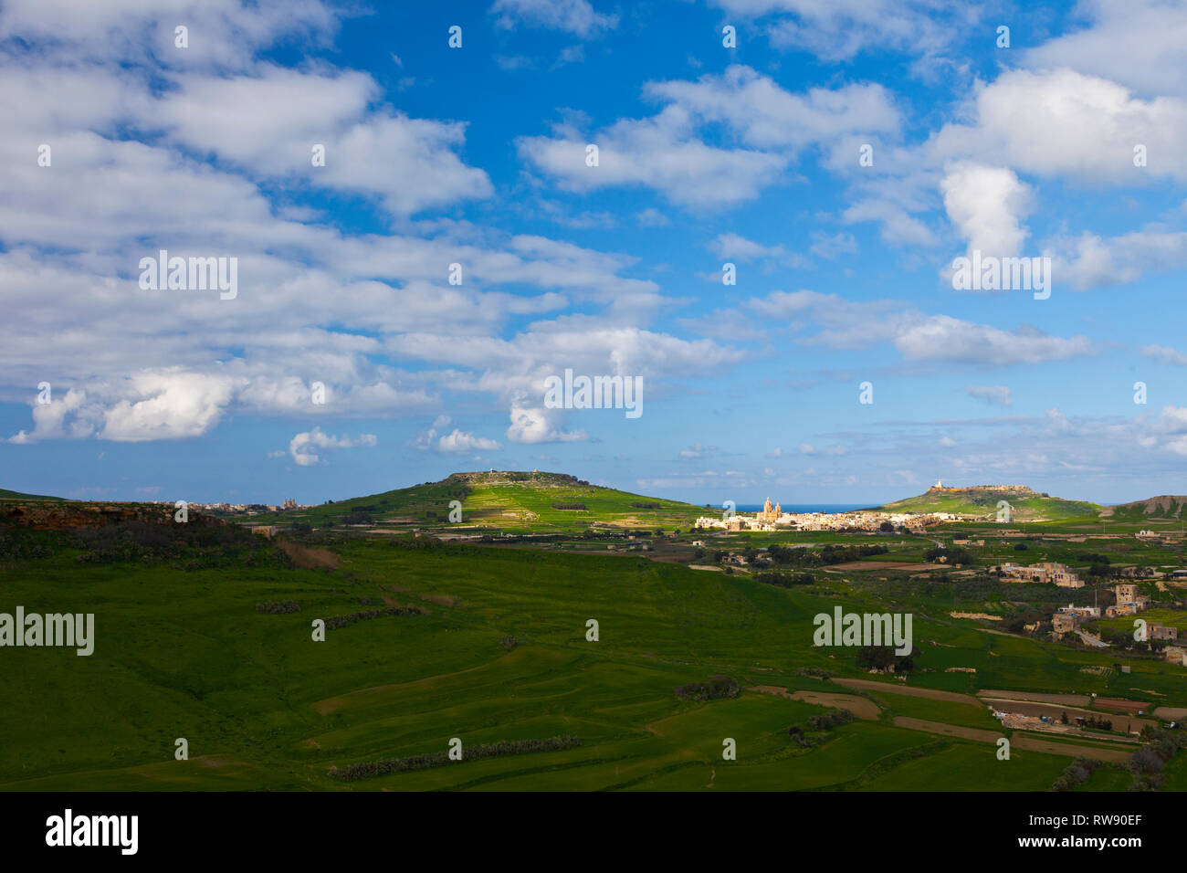 Countryside landscape, Victoria (Rabat) Village, Gozo Island, Malta ...