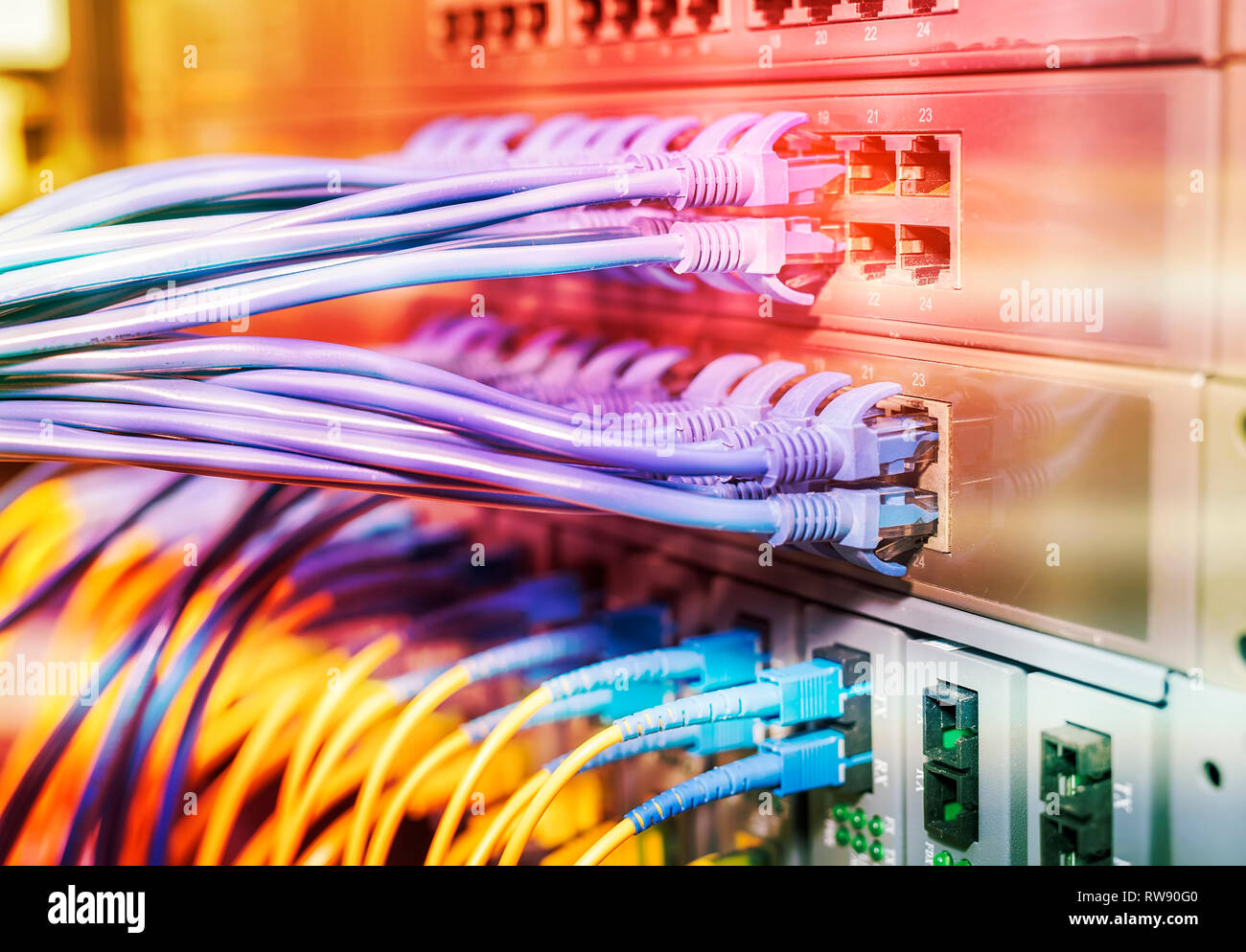 optical fibre information technology equipment in data center Stock ...