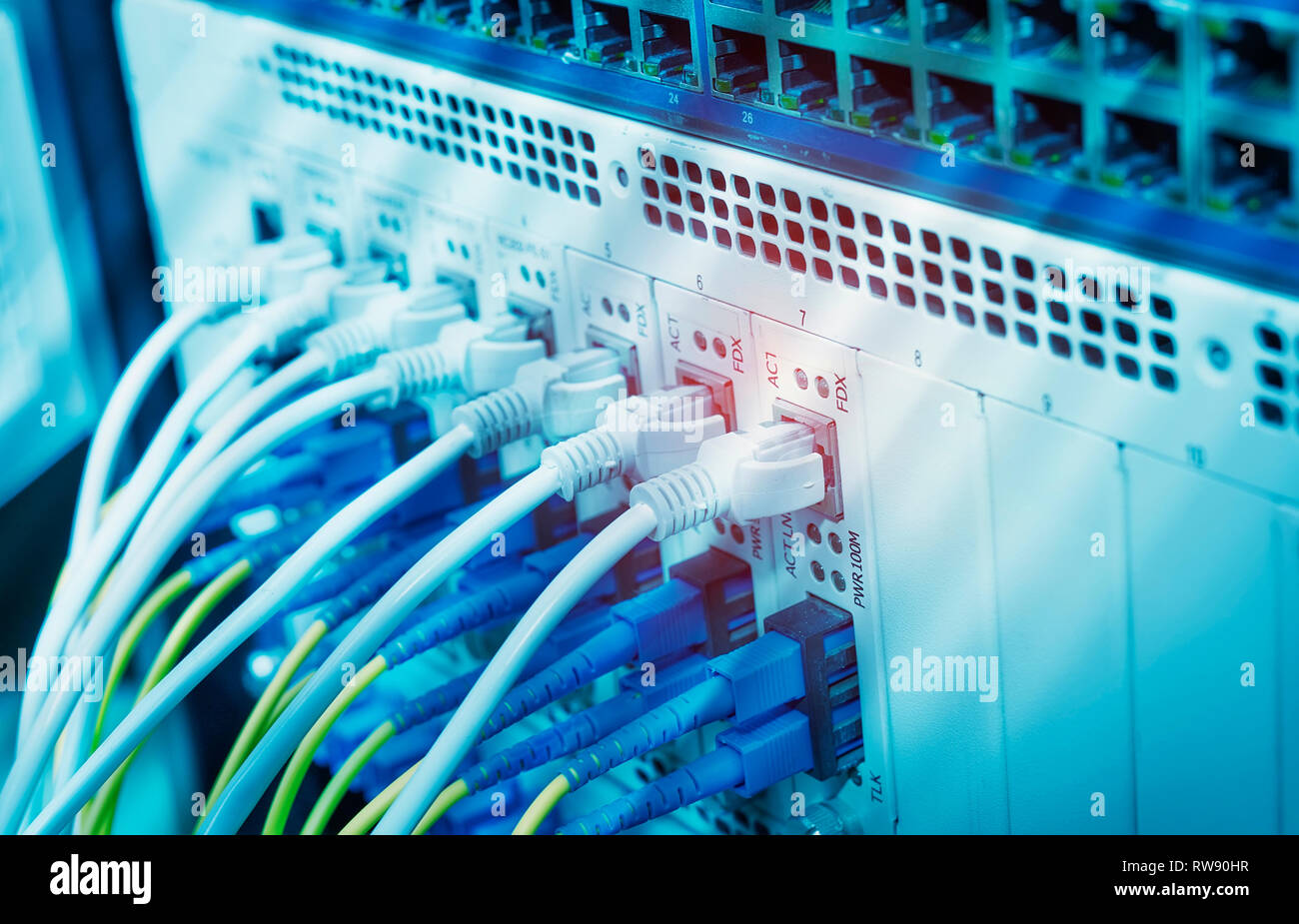 optical fibre information technology equipment in data center Stock ...