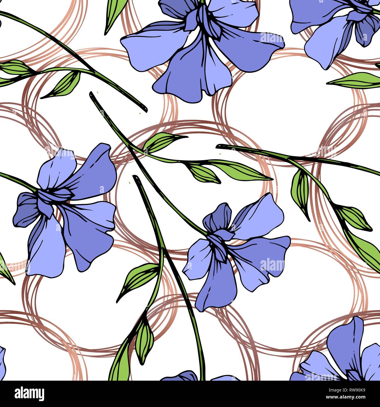 Vector Blue Flax floral botanical flower. Wild spring leaf wildflower ...