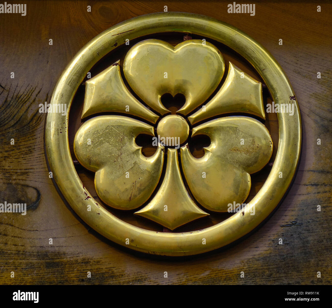 Japanese royal golden symbol at the ancient temple in Akita, Japan ...