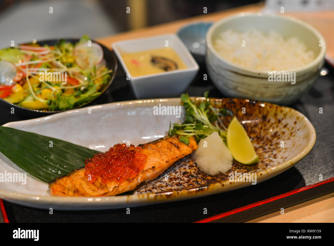 Grilled fish in Japanese meal at luxury restaurant in Saigon, Vietnam ...