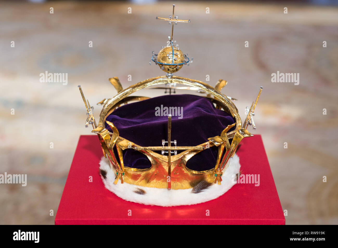 General view of the coronet worn the by Prince of Wales at his ...