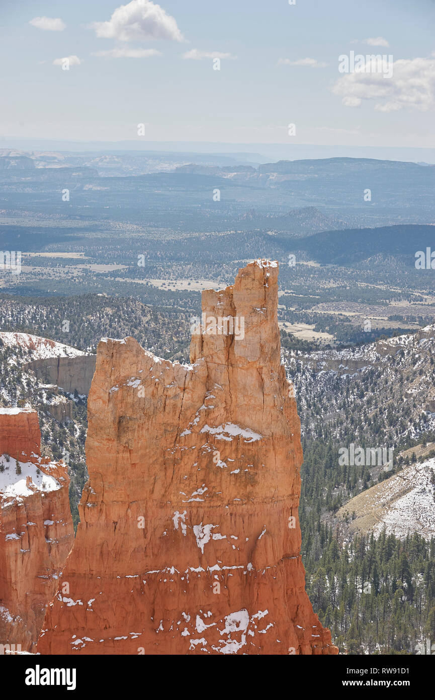 Snow cover and fog in canyon of Utah USA Stock Photo - Alamy