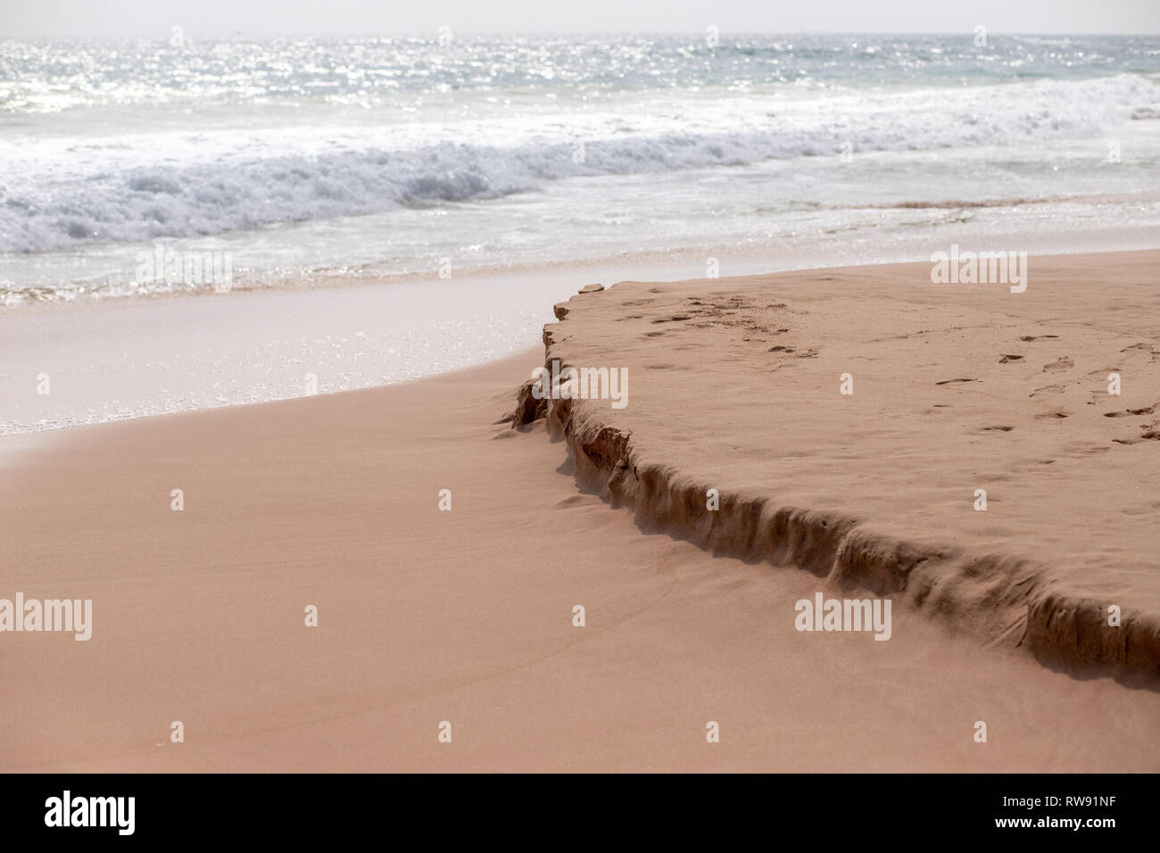 Beautiful beach, ocean and sand. Poster for resort Stock Photo - Alamy