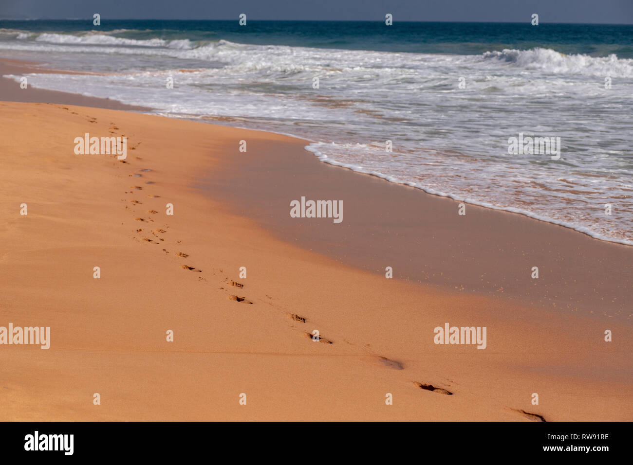 Beautiful beach, ocean and sand. Poster for resort Stock Photo - Alamy