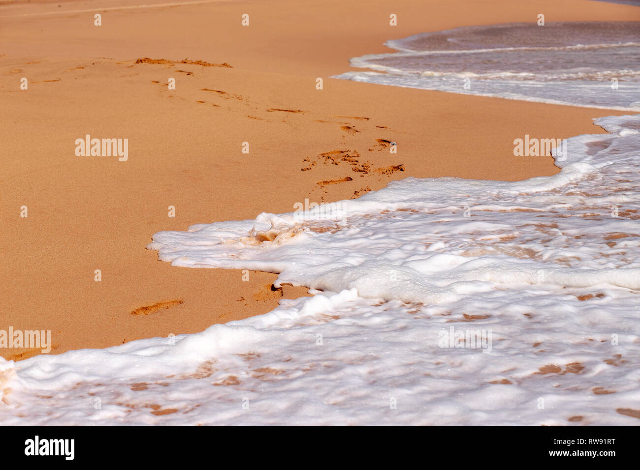 Beautiful beach, ocean and sand. Poster for resort Stock Photo - Alamy