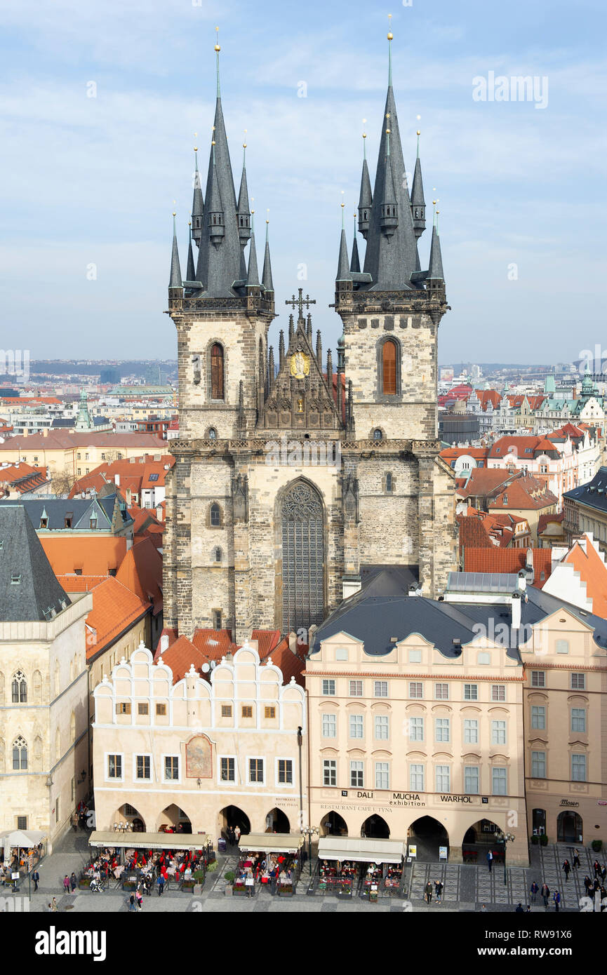 A view of Church of Our Lady before Týn in the Old Town Square, Prague ...