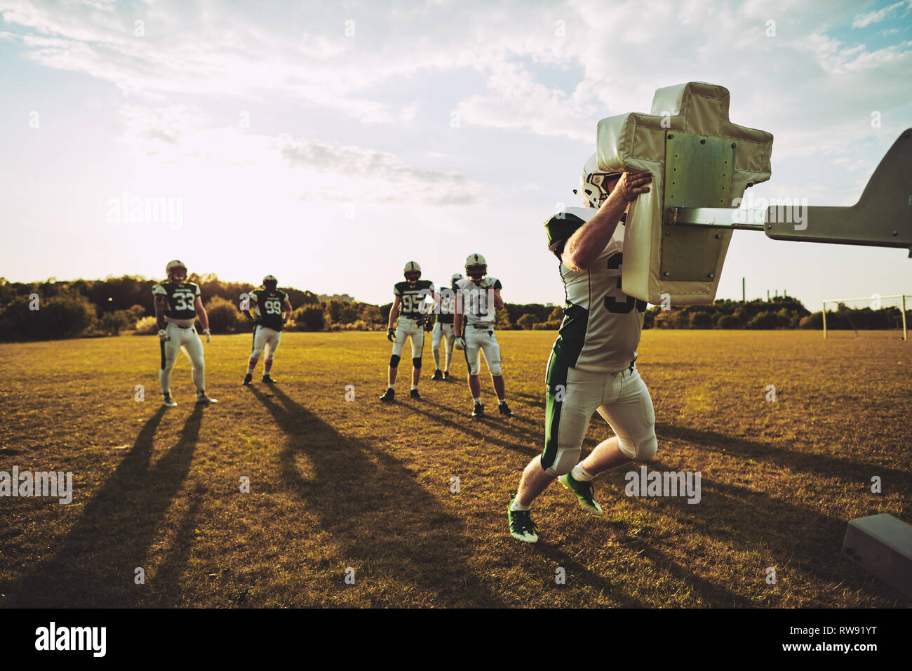 Tackling sled drills hi-res stock photography and images - Alamy