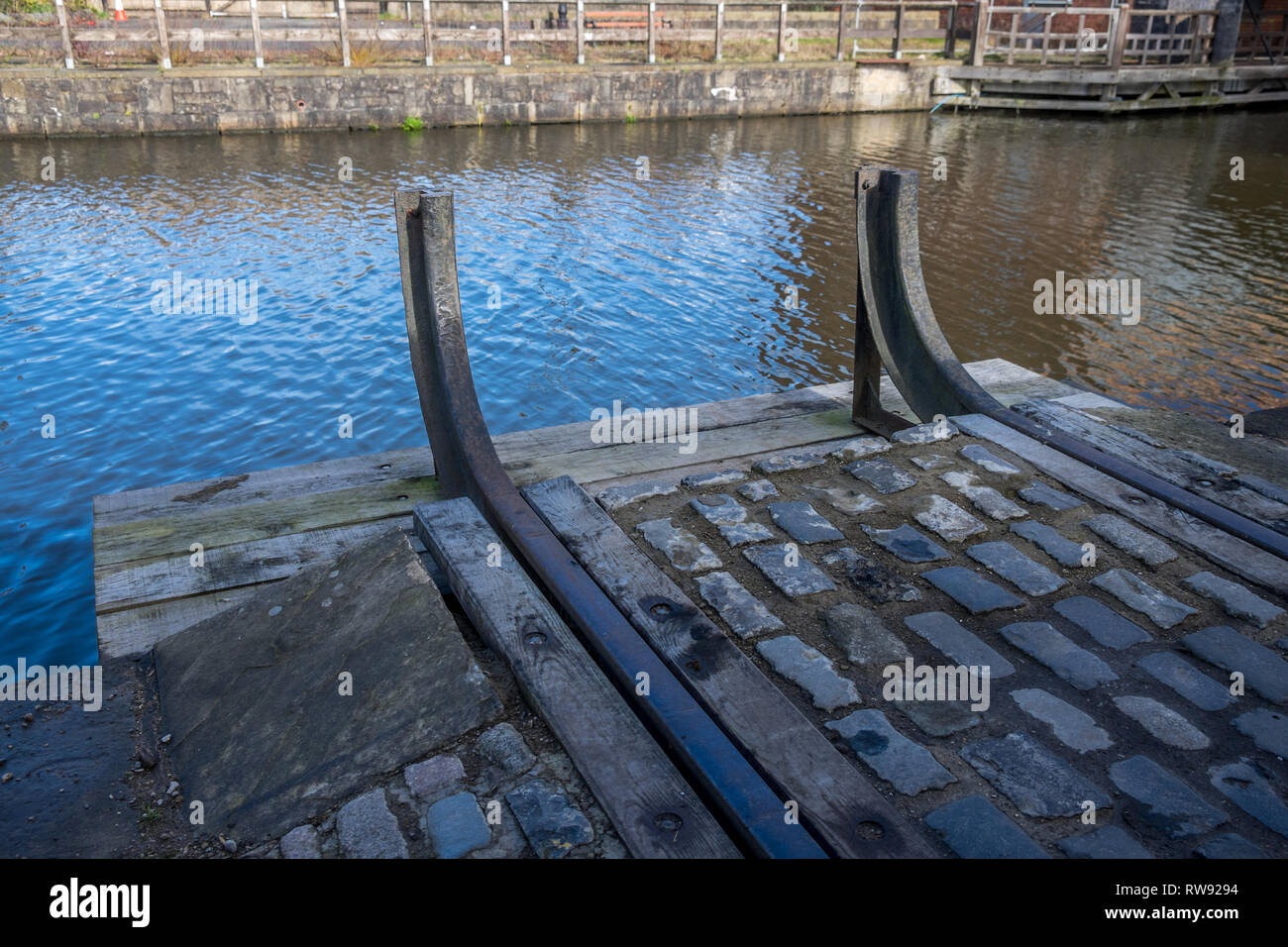 Leeds and Liverpool canal navigation at Wigan Pier Stock Photo - Alamy