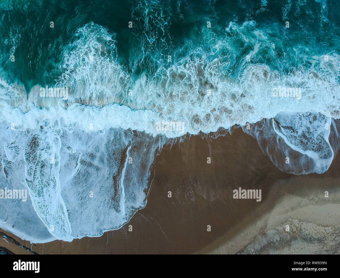 Sand beach aerial, top view of a beautiful sandy beach aerial shot with ...