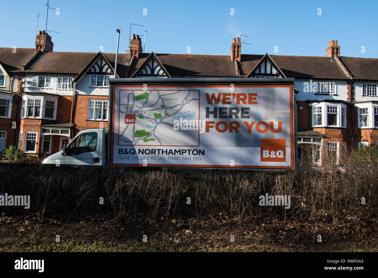 B'Q Northampton England poster sign houses house chimney chimneys big ...