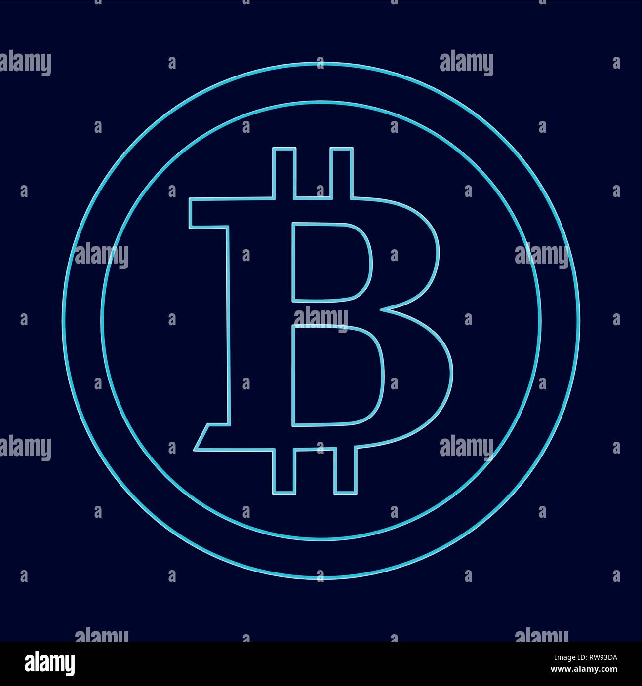 Linear sign of bitcoin. The icon for the Internet money. The symbol of ...