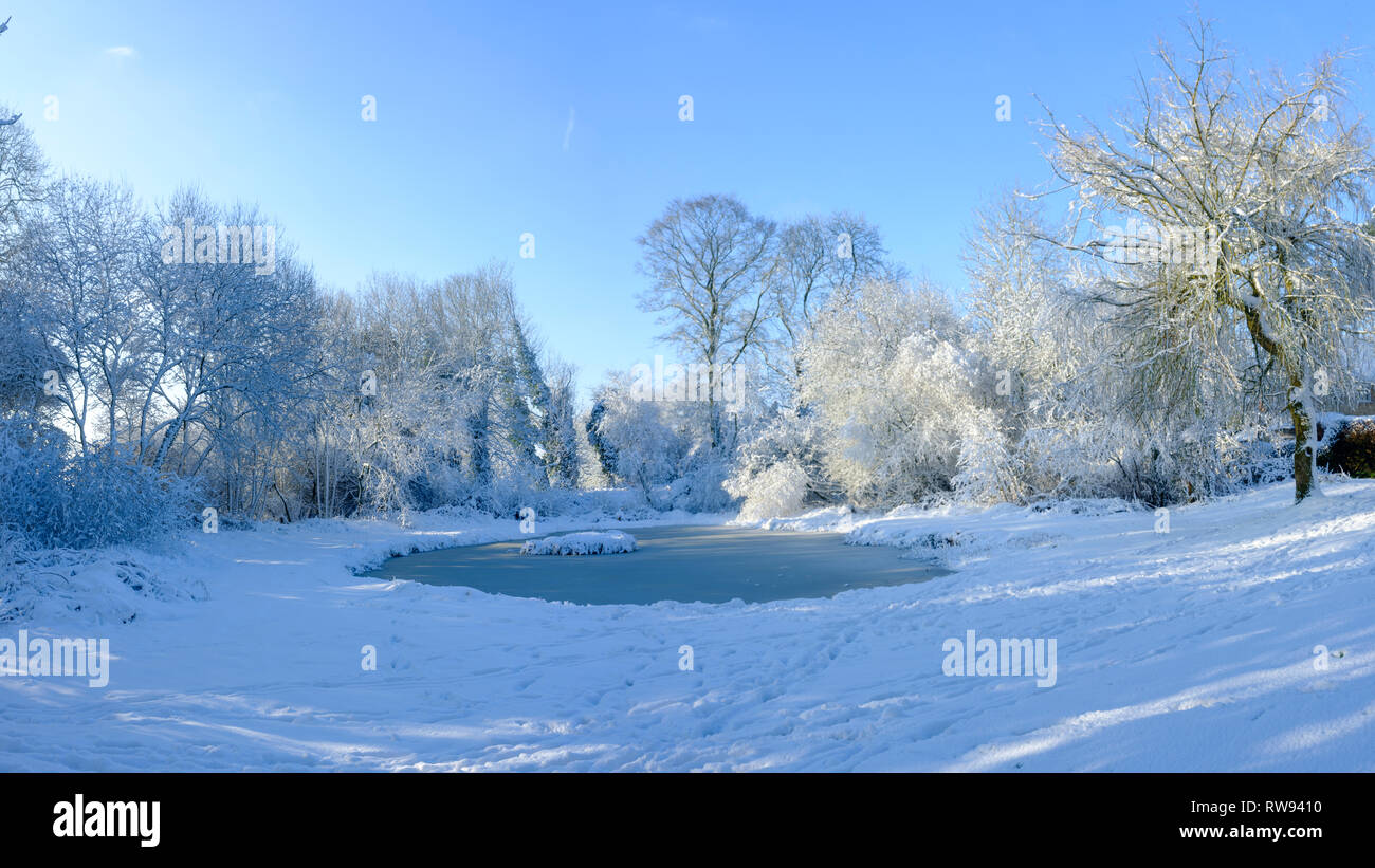 Winter scene of St Mary's Church, Newton Valence, Hampshire, UK Stock ...