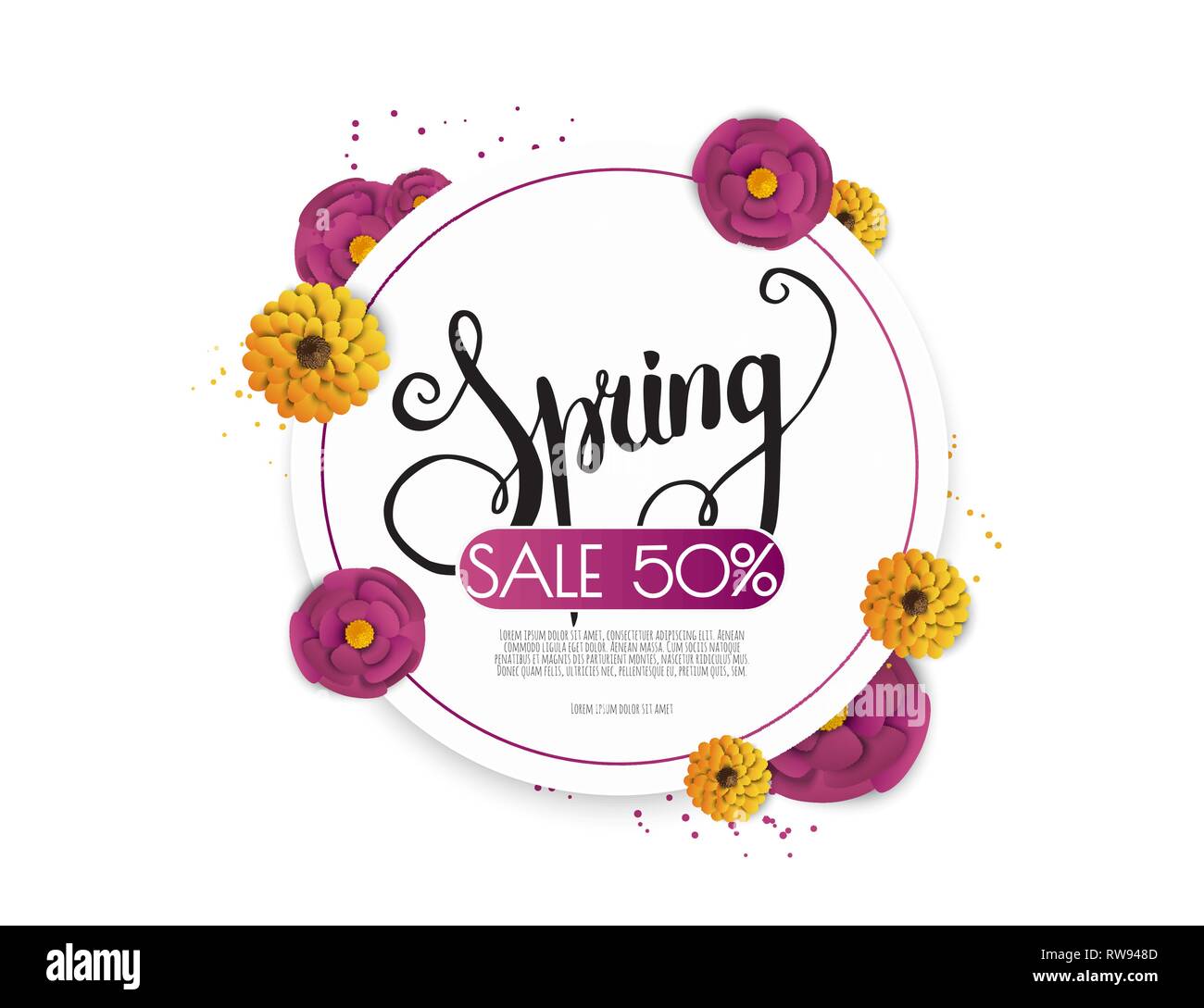 Spring sale background with paper flowers flower. Vector illustration ...