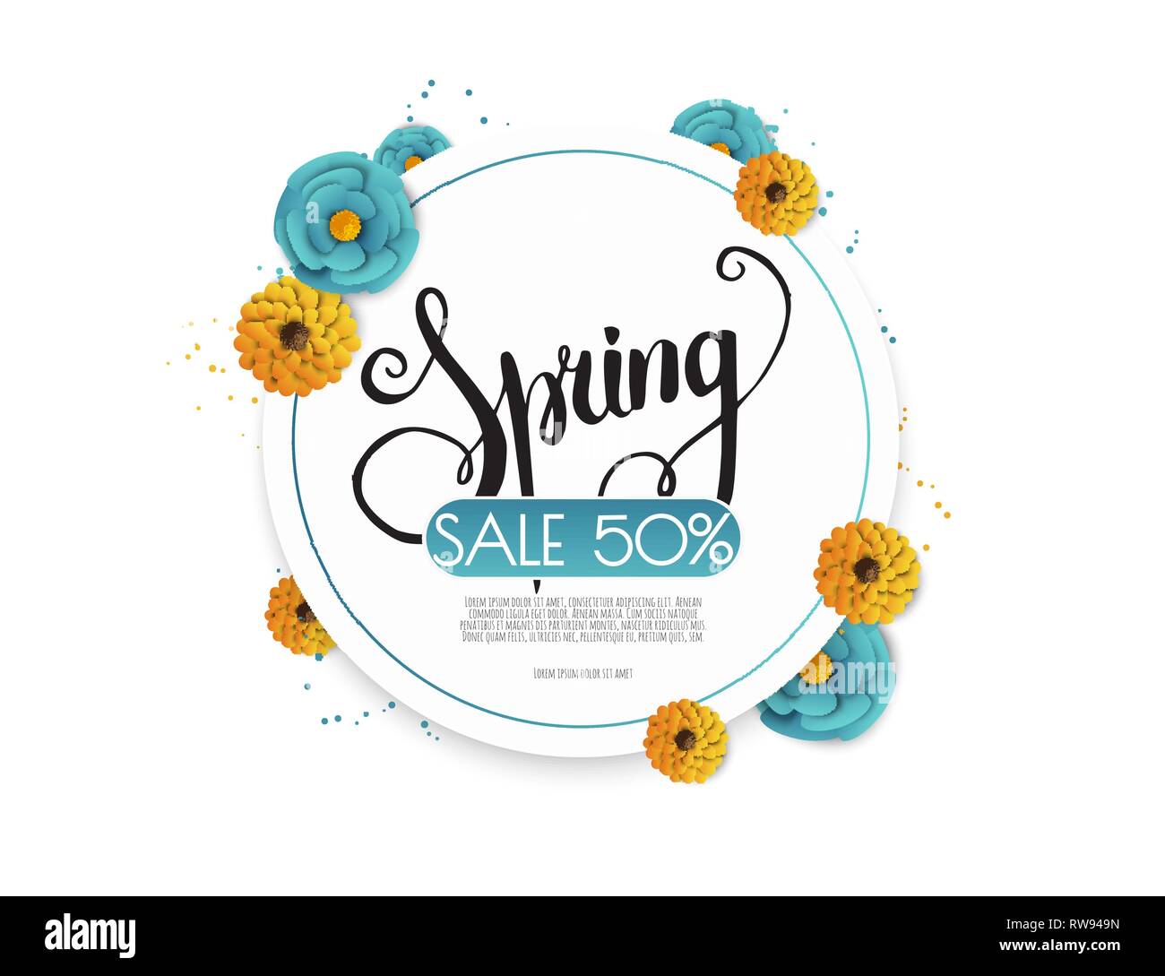 Spring sale background with paper flowers flower. Vector illustration ...
