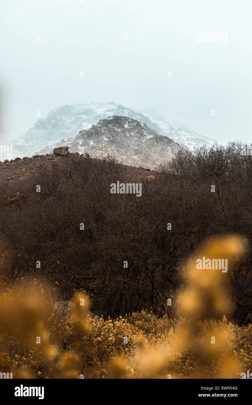 Snow-covered peaks of the Atlas mountains as spotted on a hike during ...