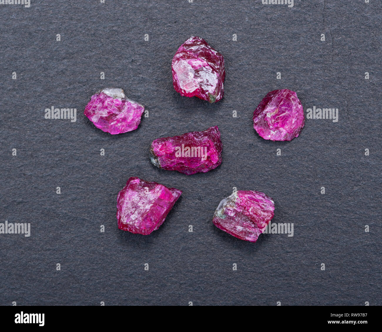 Top quality A grade small rough RUBY crystals from Tanzania on black ...