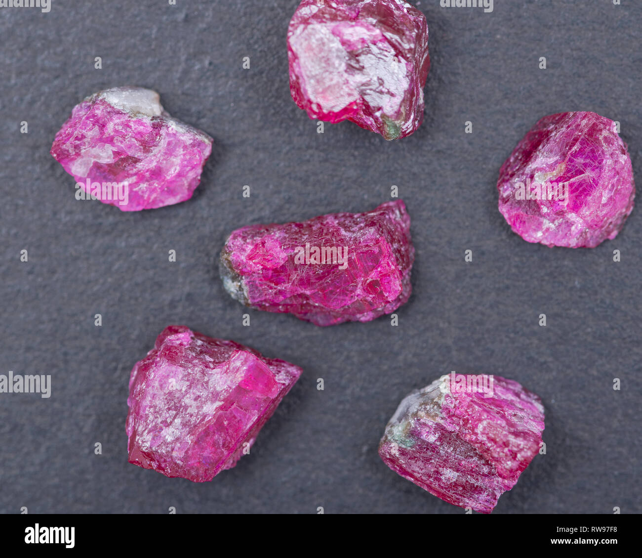 Top quality A grade small rough RUBY crystals from Tanzania on black ...