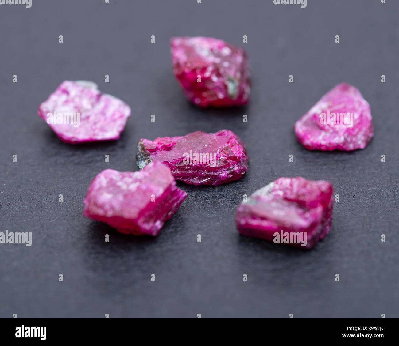 Top quality A grade small rough RUBY crystals from Tanzania on black ...