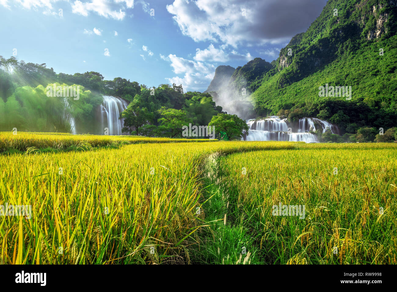 Aerial view of “ Ban Gioc “ waterfall, Cao Bang, Vietnam. “ Ban Gioc ...
