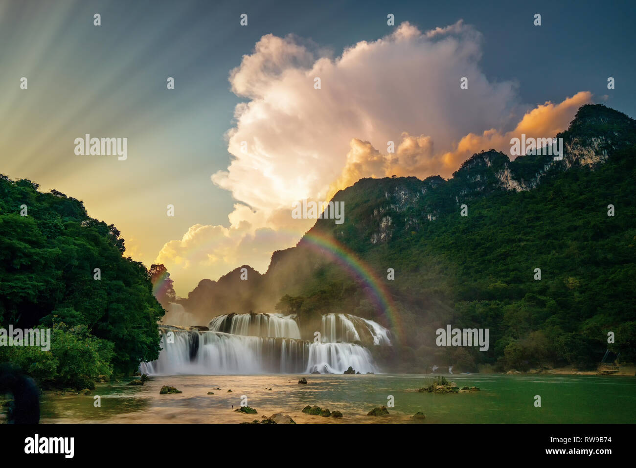 Aerial view of “ Ban Gioc “ waterfall, Cao Bang, Vietnam. “ Ban Gioc ...
