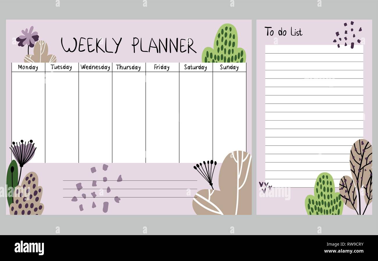 Printable Weekly Planner Stock Vector Images - Alamy