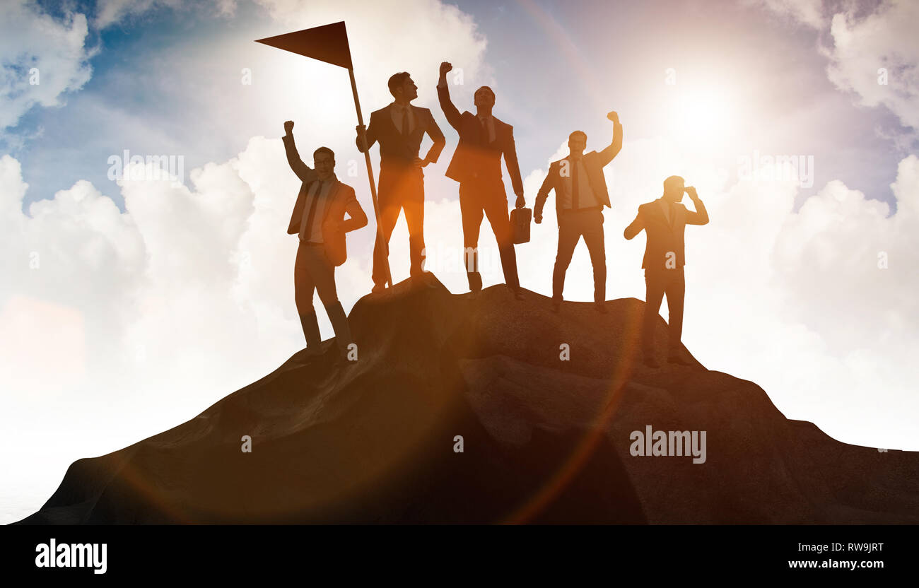 Businessmen in achievement and teamwork concept Stock Photo - Alamy