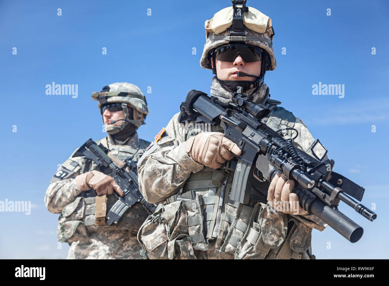 Two United States airborne infantry men in camo uniforms Stock Photo ...