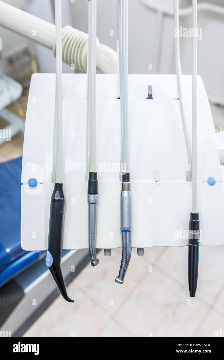 Different dental instruments and tools in dentists office Stock Photo ...