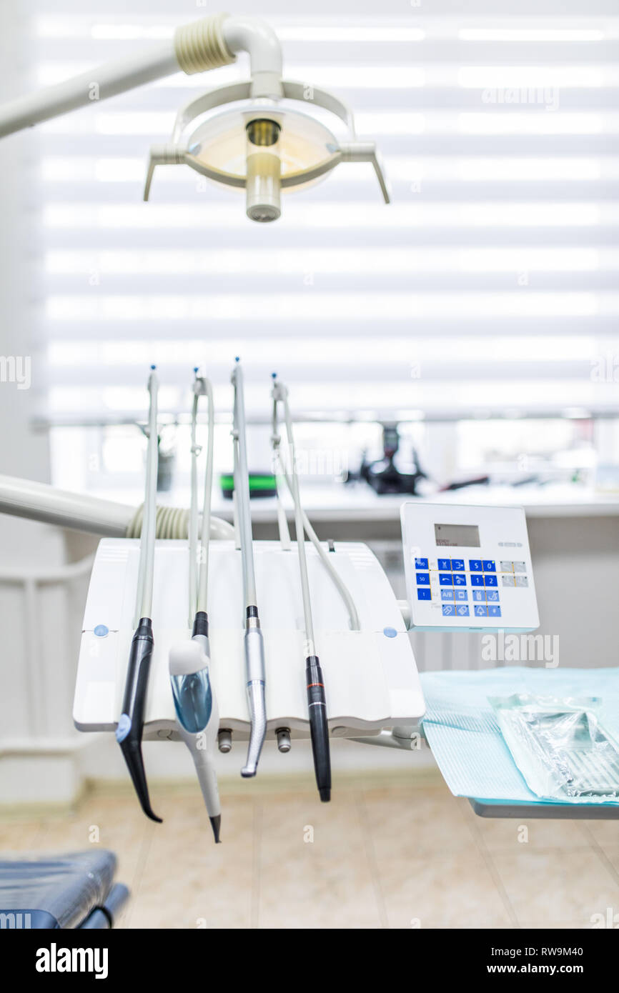 Different dental instruments and tools in dentists office Stock Photo ...