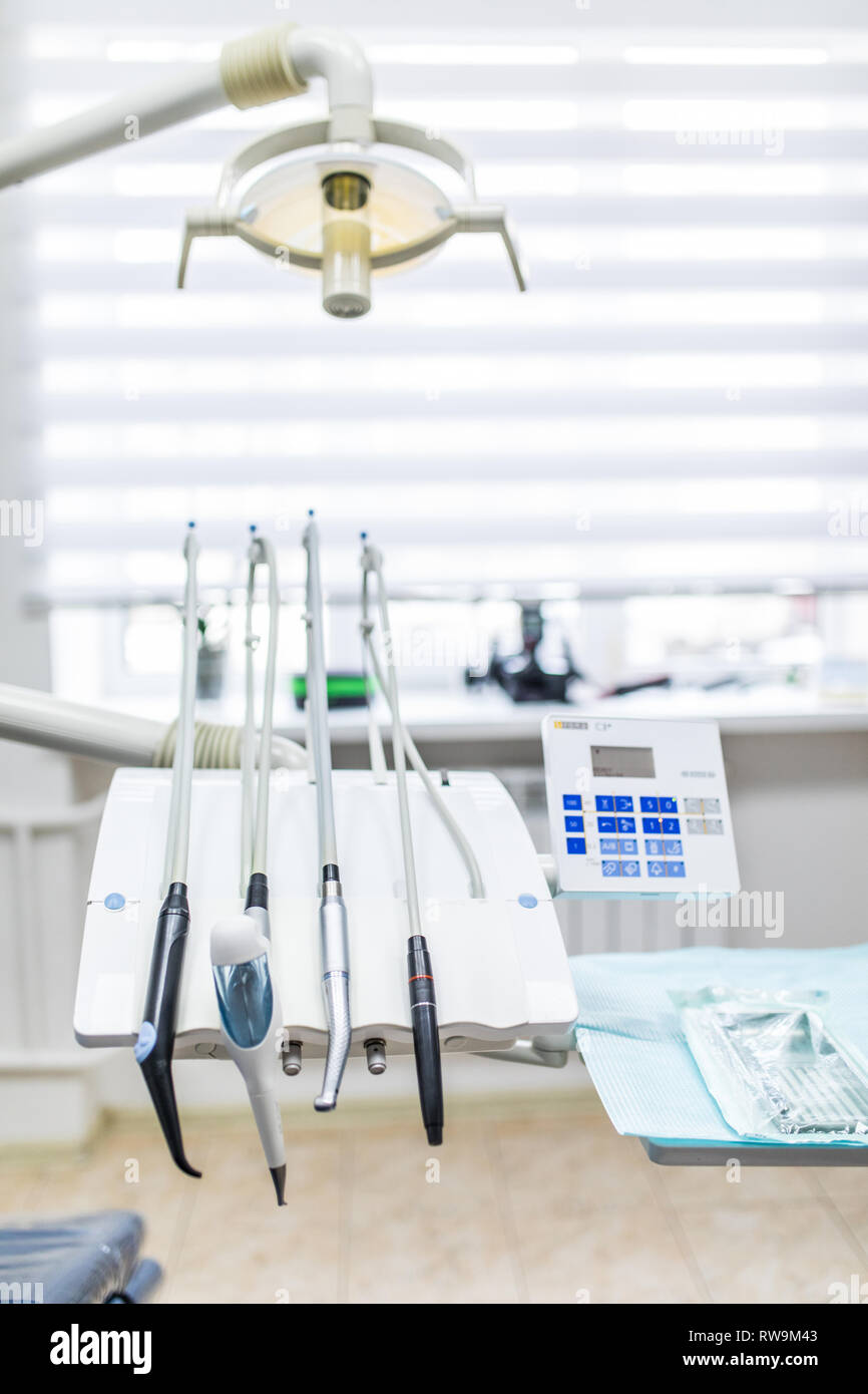 Different dental instruments and tools in a dentists office Stock Photo ...