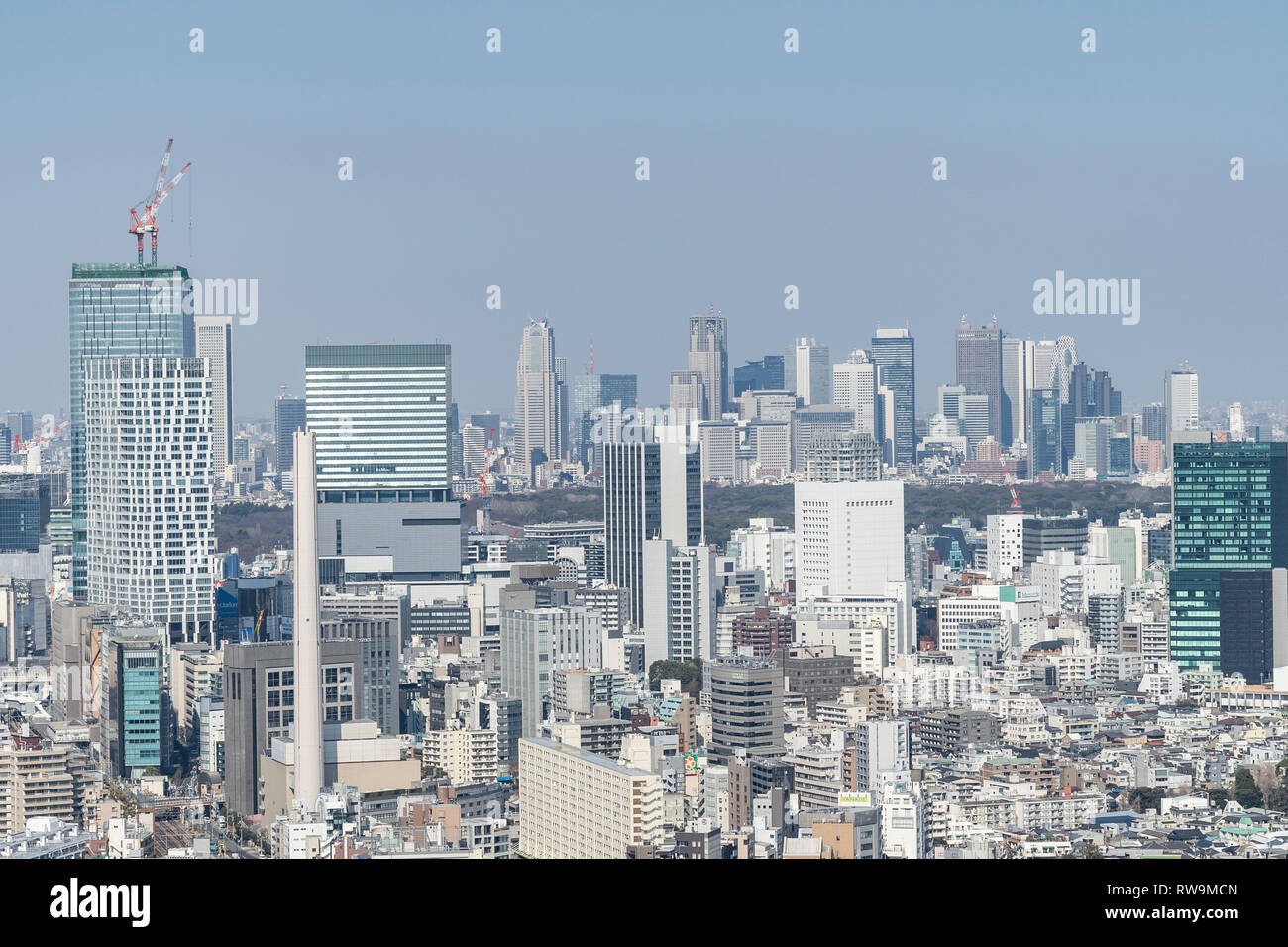 General view of Tokyo from Yebisu Garden Place Tower, toward Shinjuku ...
