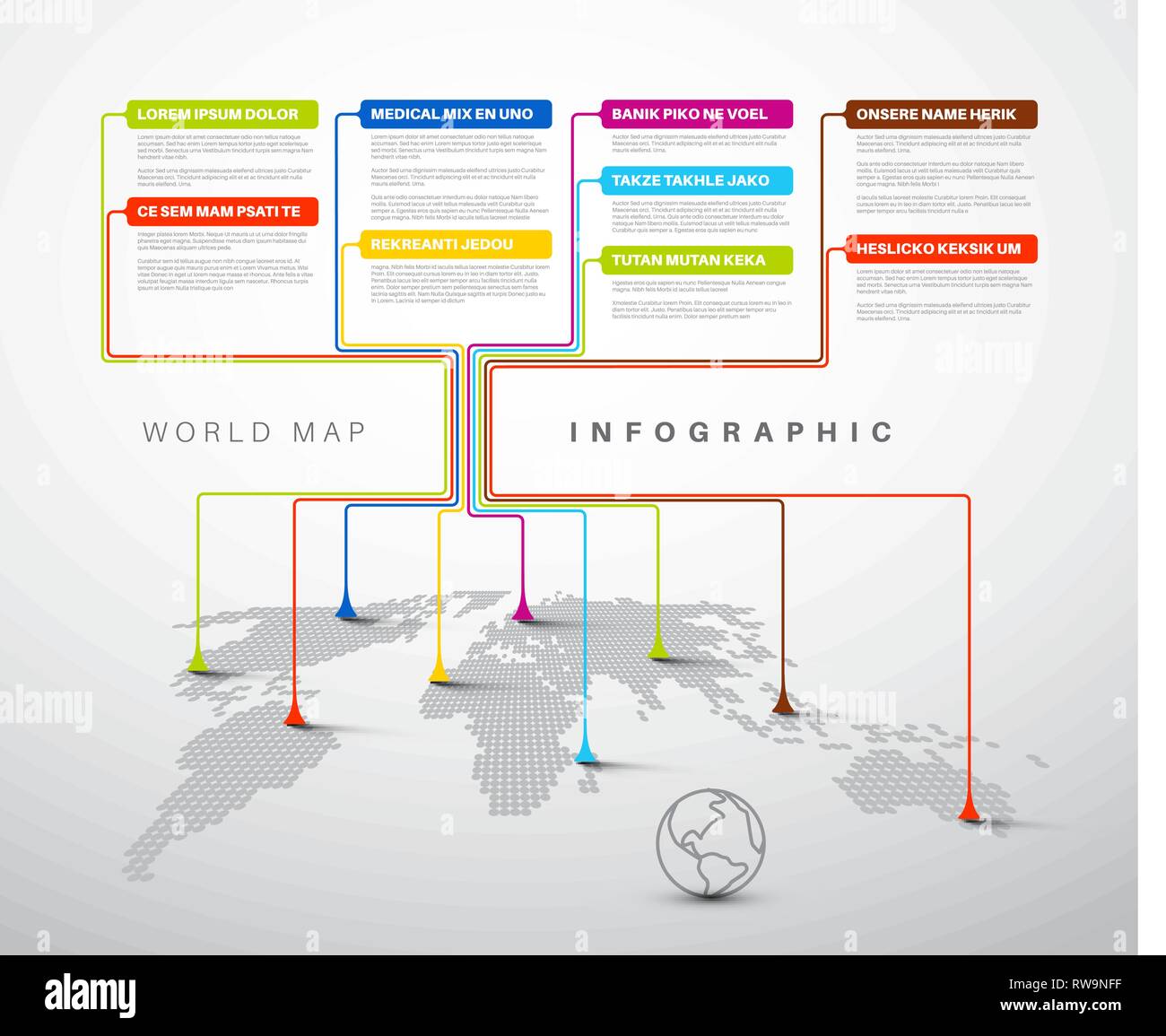 World map infographic: Light World map with pointer marks - communication concept Stock Vector ...