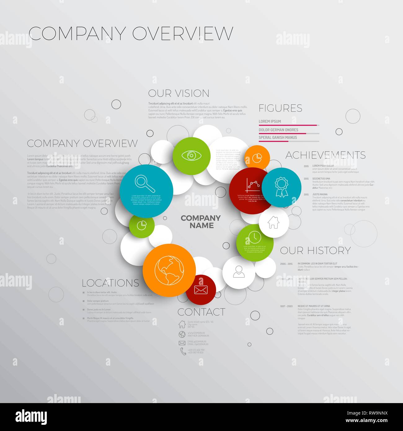Vector Company infographic overview design template made from circles ...