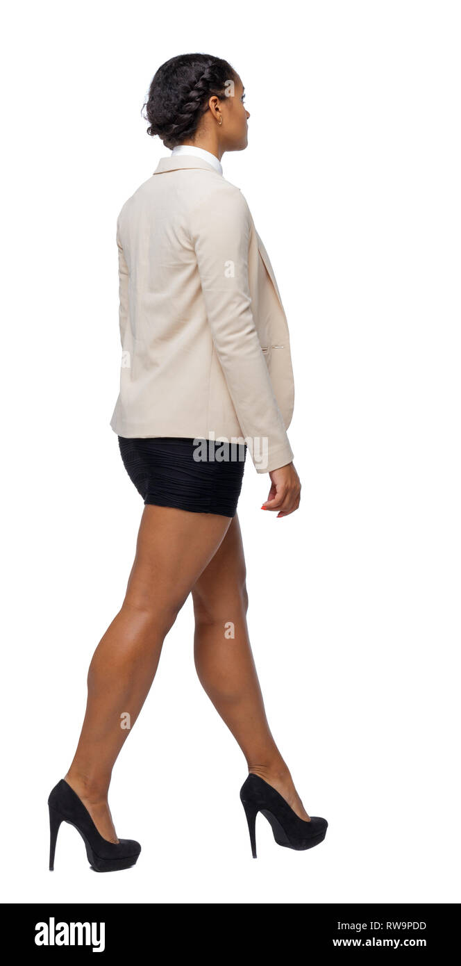 Side view of a black African-American in a suit that goes with his hand ...