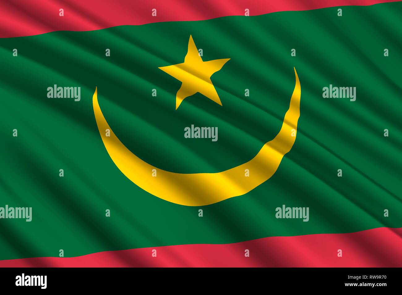 Waving Flag Of Mauritania Vector Illustration Stock Vector Image And Art