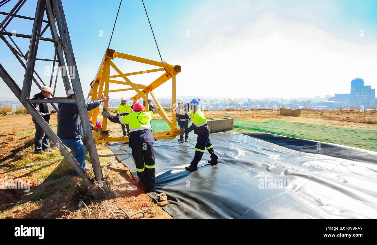 Johannesburg, South Africa - June 05 2010: Construction worker on a ...