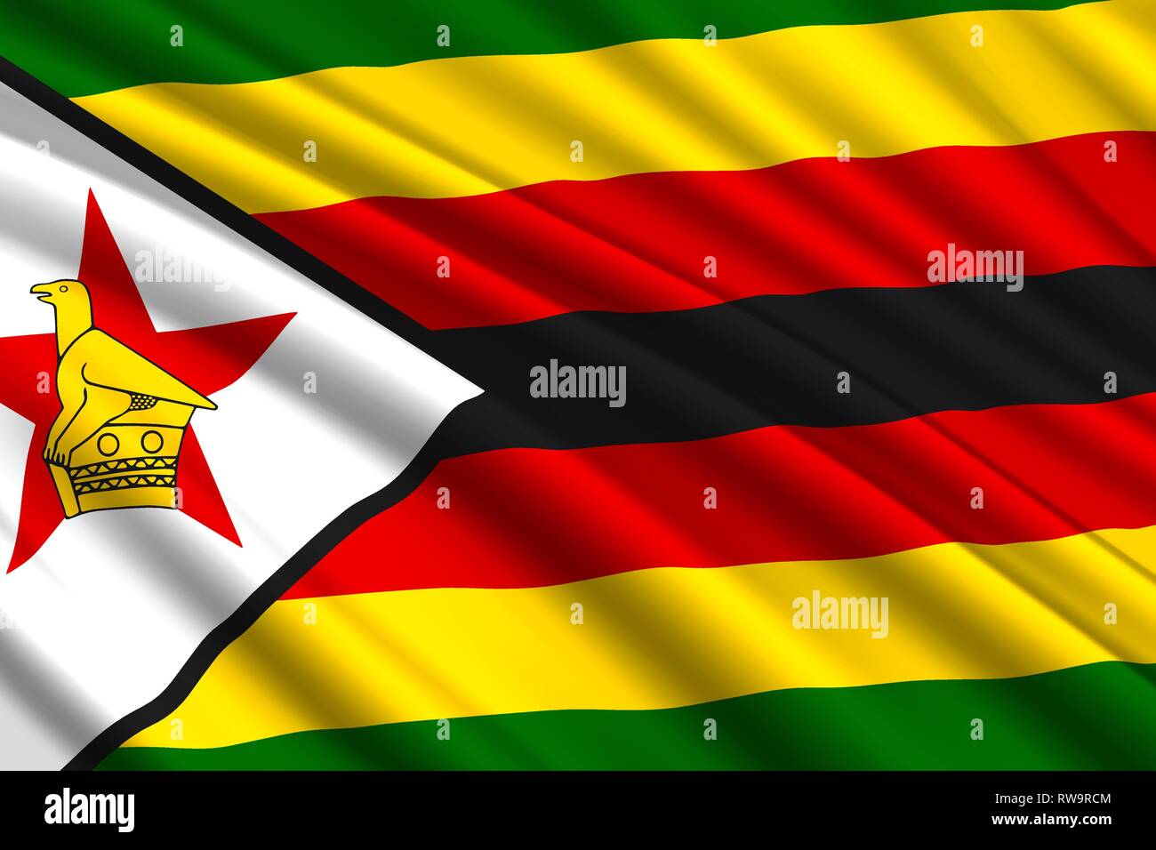 Waving Flag Of Zimbabwe Vector Illustration Stock Vector Image And Art