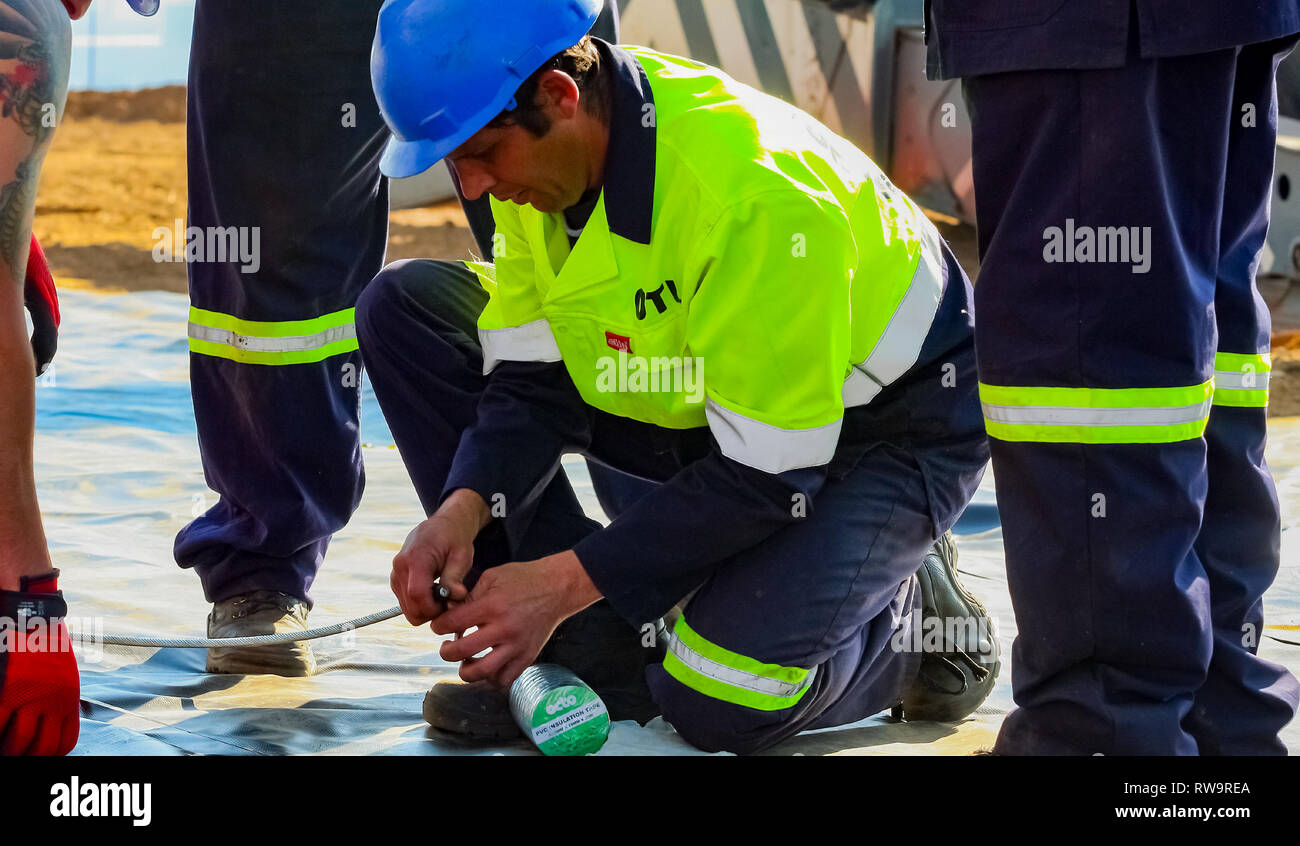 Johannesburg, South Africa - June 07 2010: Construction worker on a ...