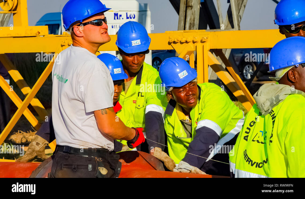 Johannesburg, South Africa - June 08 2010: Construction worker on a ...
