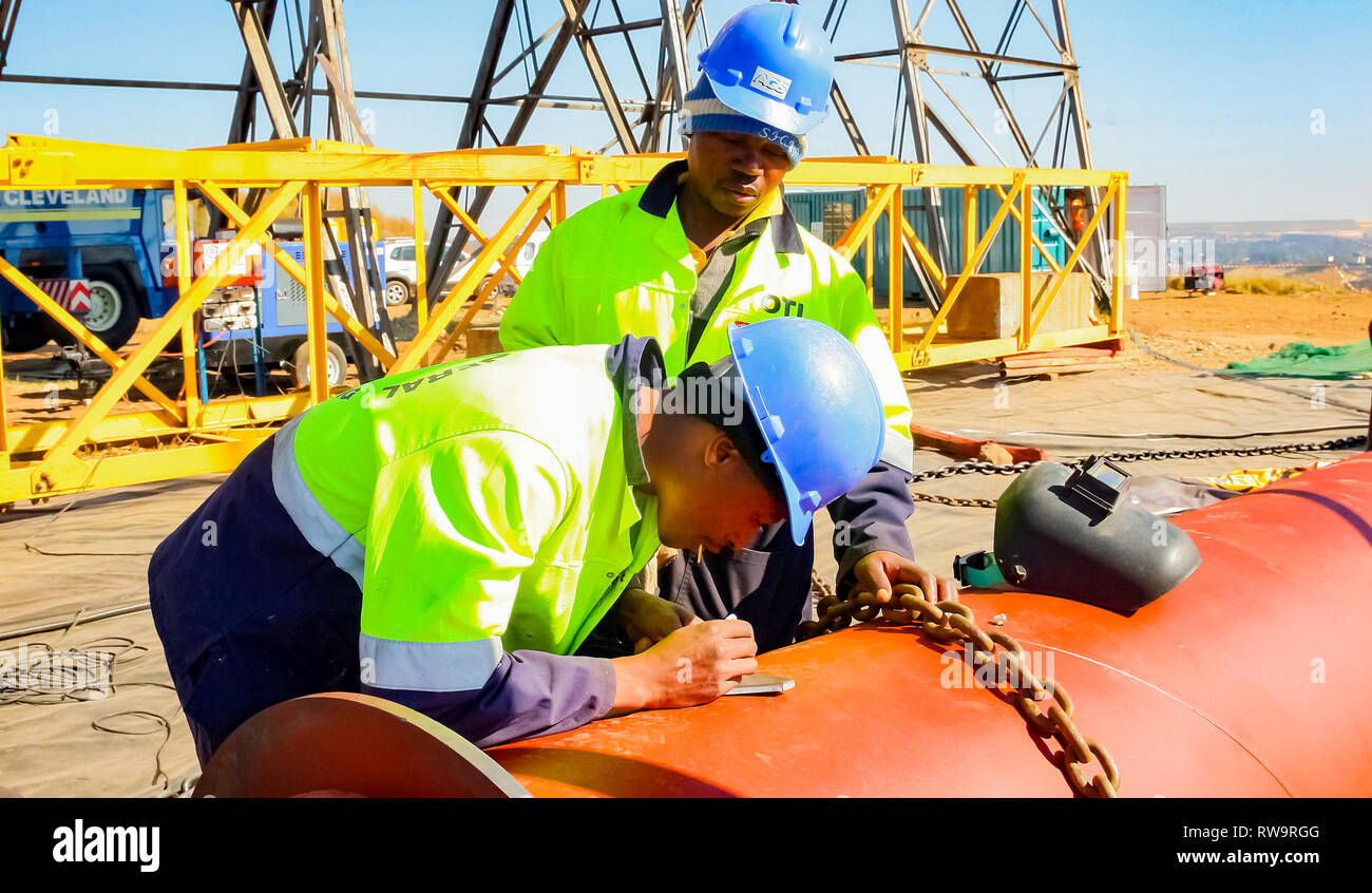 Johannesburg, South Africa - June 09 2010: Construction worker on a ...
